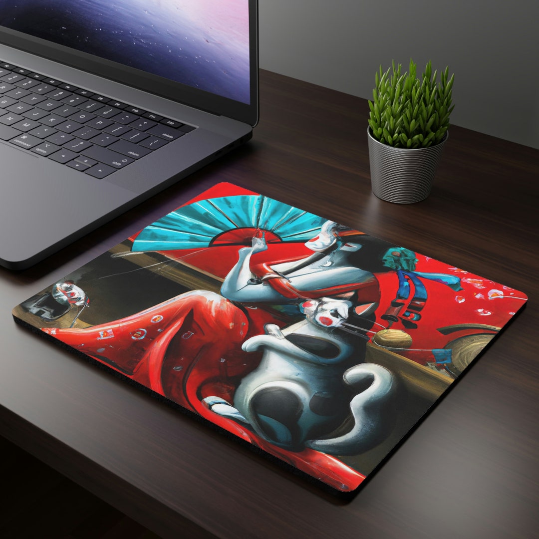 Geisha and Cat Rectangular Mouse Pad, Chinese Women Desk Mat, Japanese ...