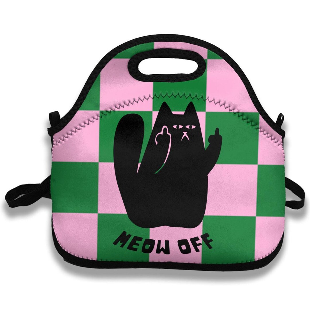 Funny Cat Insulated Lunch Tote | Cute Cat Lunch Bag | Middle Finger Cat ...