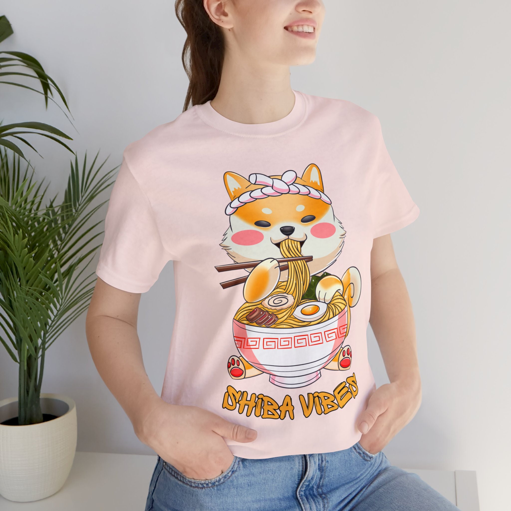Shiba Inu Vibes Ramen T-shirt, Funny Shiba Inu Unisex Short Sleeve Tee ...