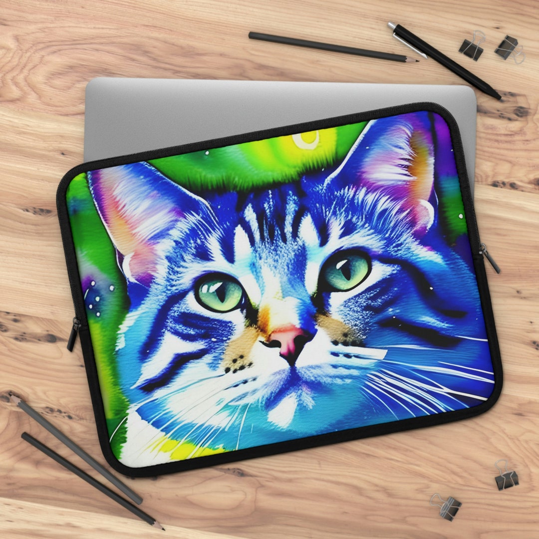 Colorful Cat Graphic Laptop Sleeve, Whimsical Cat Laptop Case, Fun Cat ...
