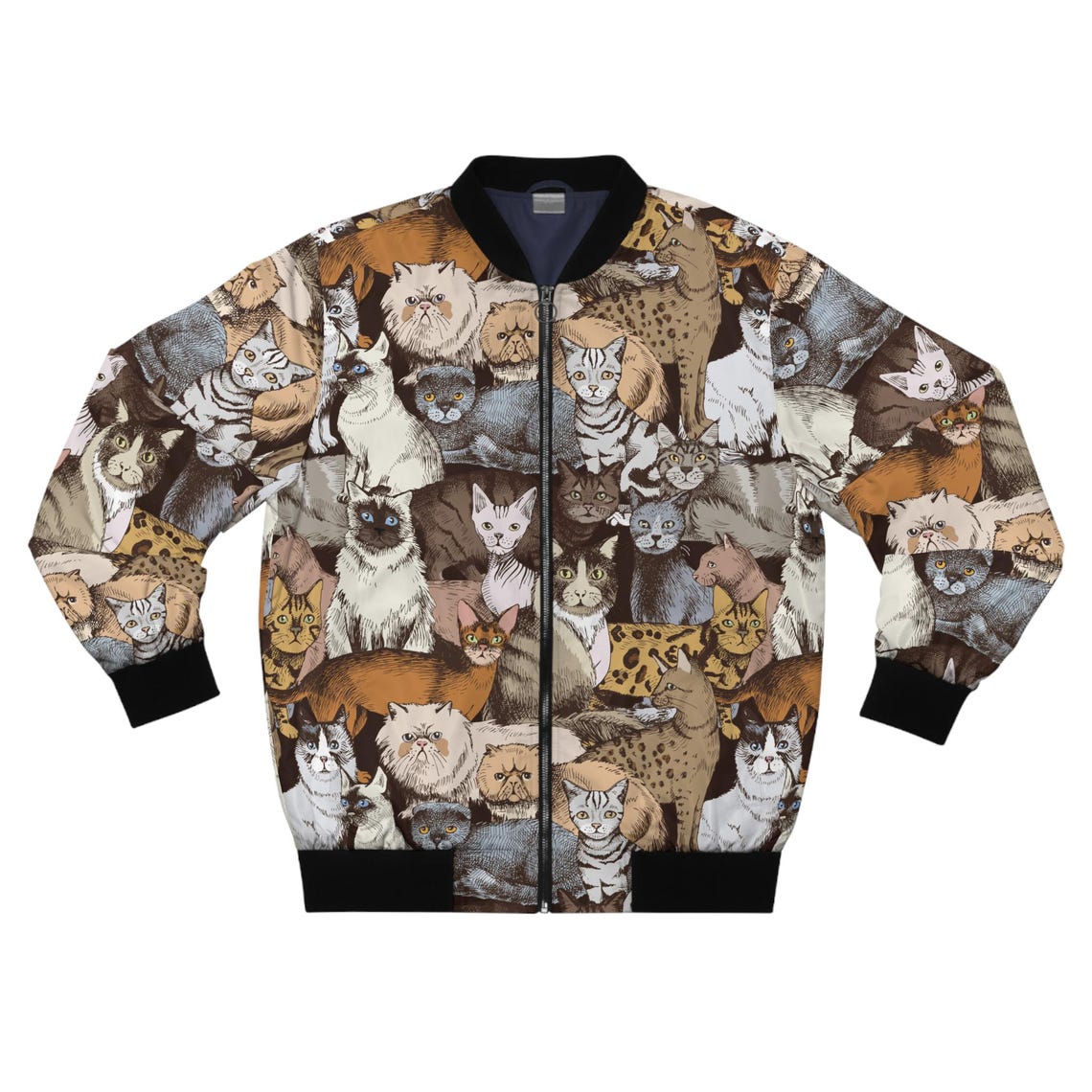 Cat Bomber Jacket, Cat Breeds Pattern Jacket, Cat Lover Gift, Kitty ...