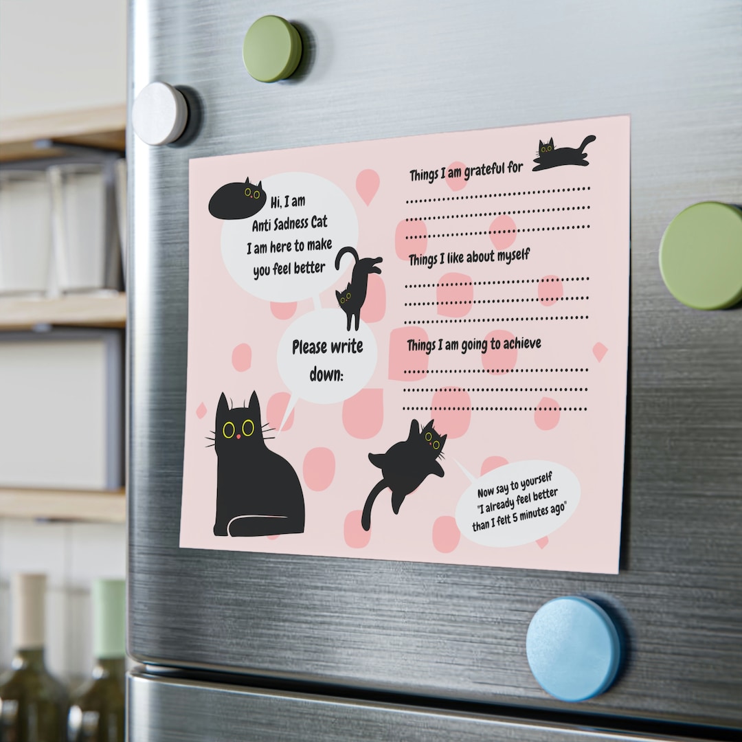 Anti Sadness Black Cat Note Pads, Mental Health Worksheet, Mindfulness ...