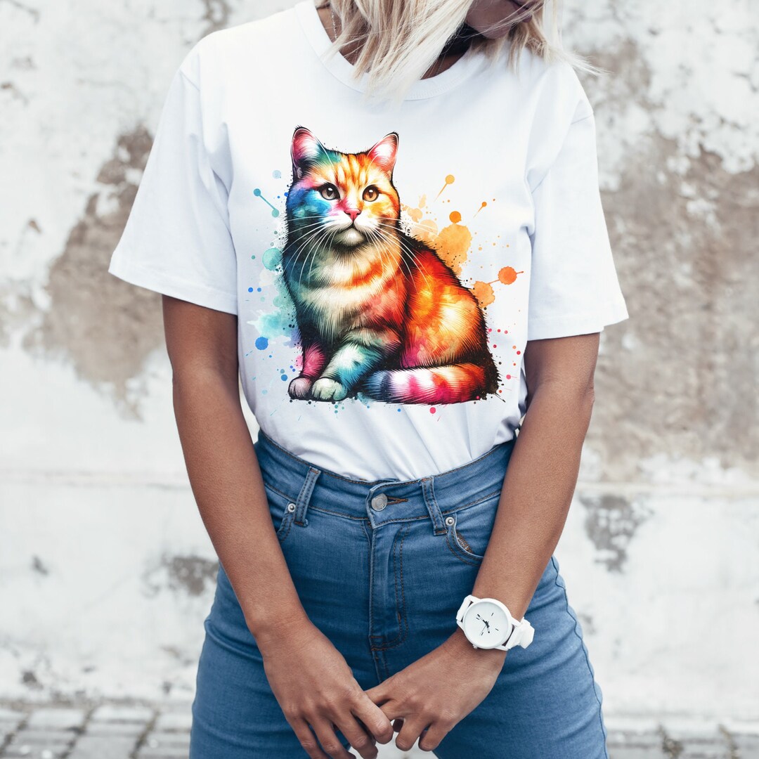 Graffiti Cat Shirt, Graphic Cat Shirt, Airbrush Cat Shirt, Cute Cat ...