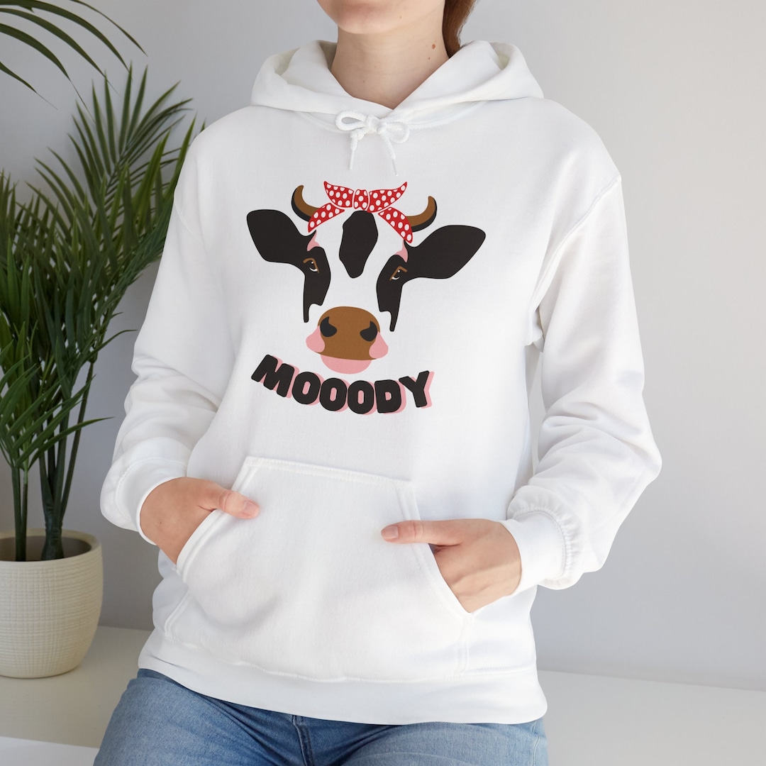Moody Cow Hoode, Funny Cow Hoodie, Sarcastic Cow Pullover, Cow Gifts ...