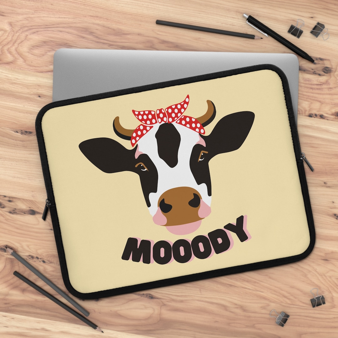 Moody Cow Laptop Sleeve, Funny Cow Laptop Sleeve, Trendy Cow Laptop ...