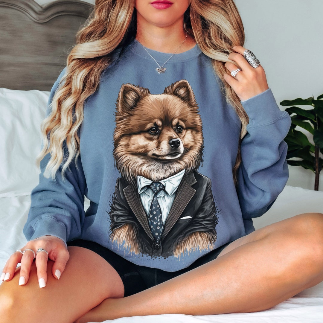 Pomeranian Boss Sweatshirt, Pomeranian Business Man Sweater, Pomeranian ...