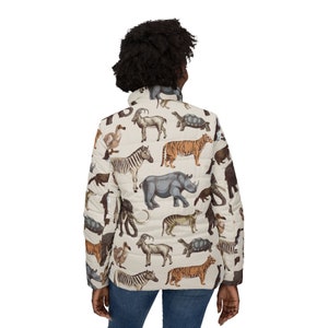 Puffer Jacket, African Animals Womens Winter Coat, Safari Print ...