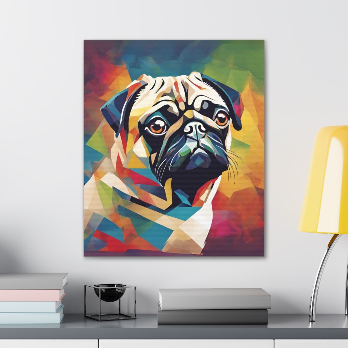 Abstract Pug Art Canvas Gallery Wraps, Colorful Mops Art Wall Art, Pug ...