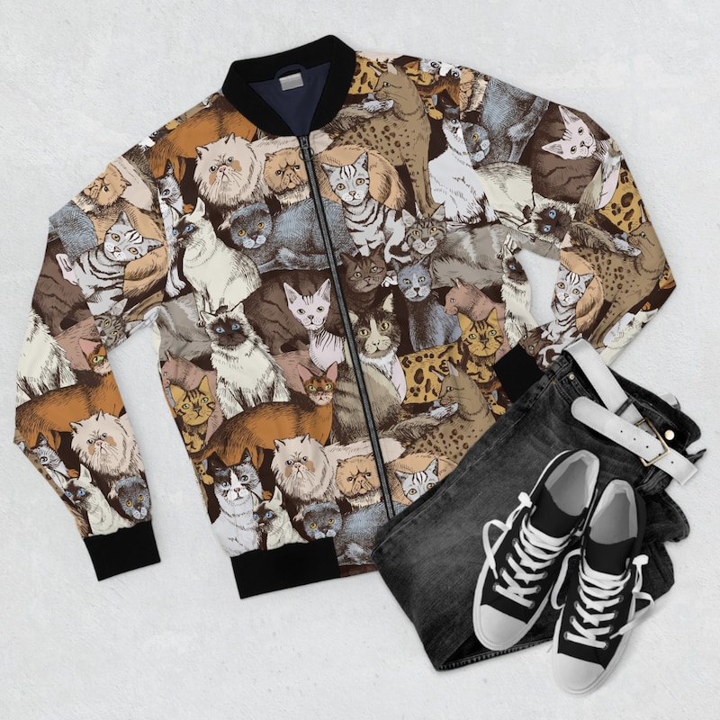 Cat Print Jacket - Etsy