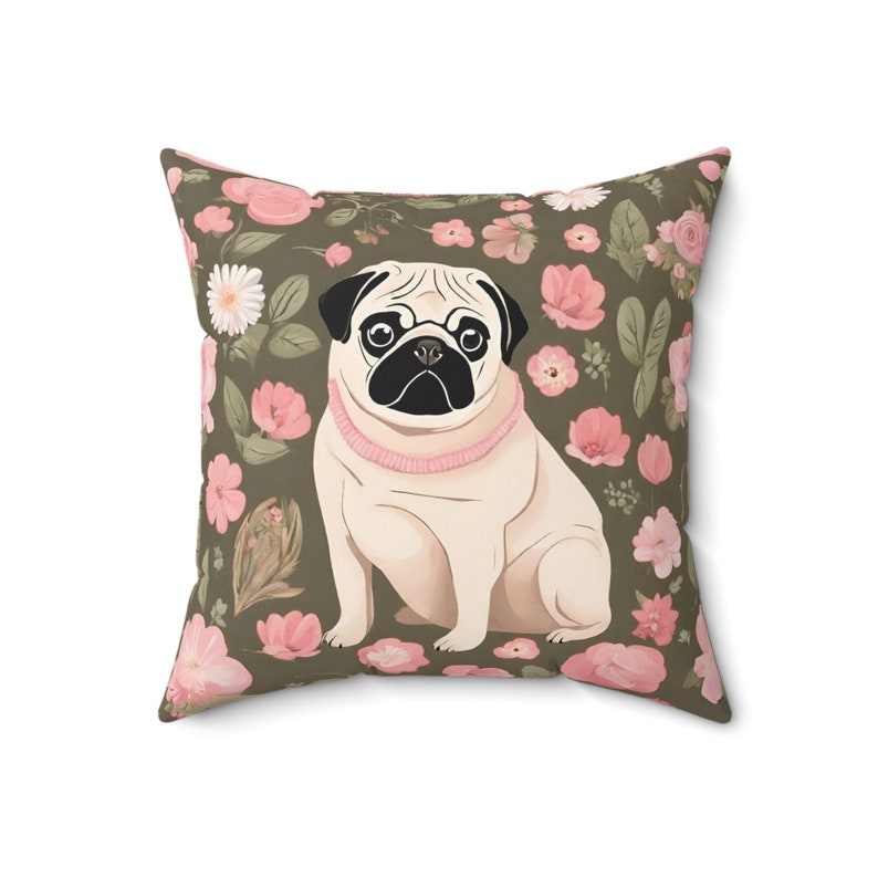 Floral Pug Pillow Cute Mops Cushion Cottagecore Aesthetic - Etsy Israel