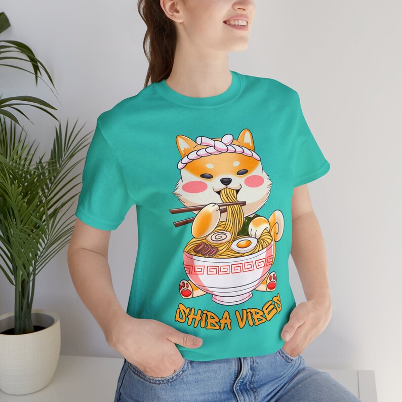 Shiba Inu Vibes Ramen T-shirt, Funny Shiba Inu Unisex Short Sleeve Tee ...