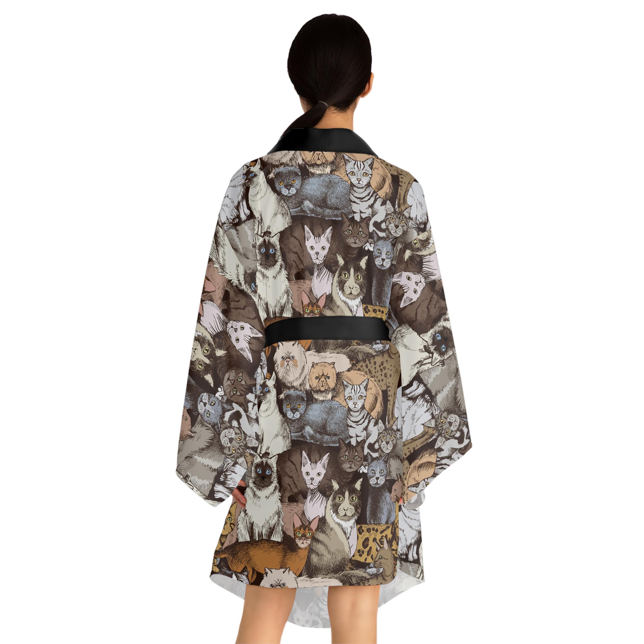 Vintage Cats Kimono Robe, Japanese Style Robe Kimono, Cat Lover Gift ...