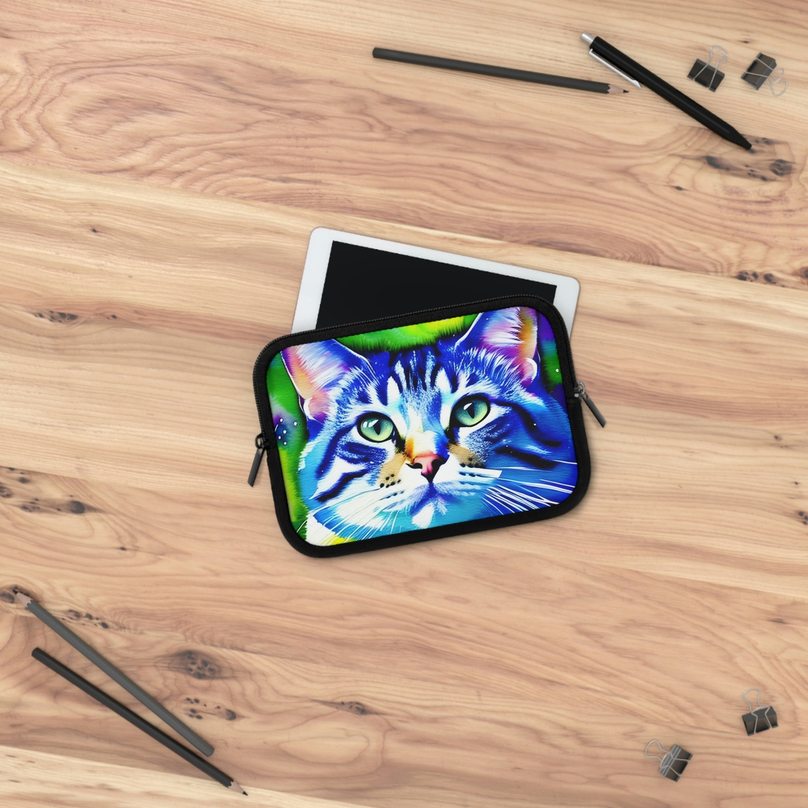 Colorful Cat Graphic Laptop Sleeve, Whimsical Cat Laptop Case, Fun Cat ...