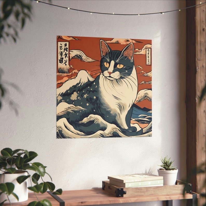 Cat Ukiyo-e Style Art Matte Vertical Poster, Cat Japanese Aesthetic ...