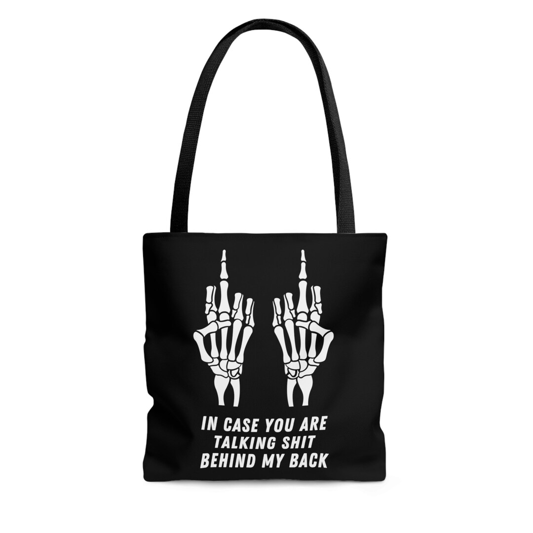 Skeleton Middle Finger Tote Bag, Shopping Bag, Goth Tote Bag, Skeleton ...