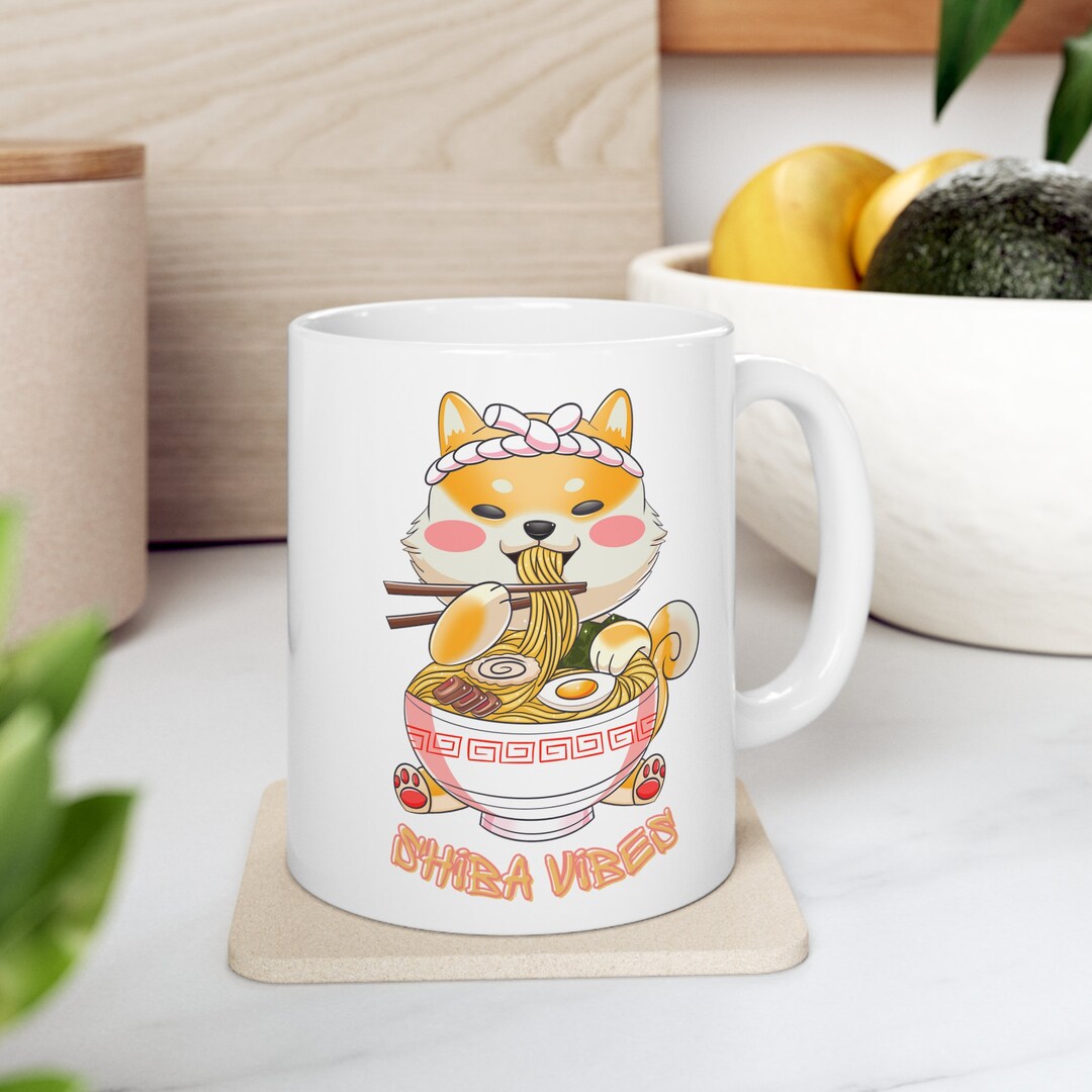 Shiba Inu Vibes Ramen Ceramic Mug 11oz, Funny Shiba Inu Coffee Mug ...