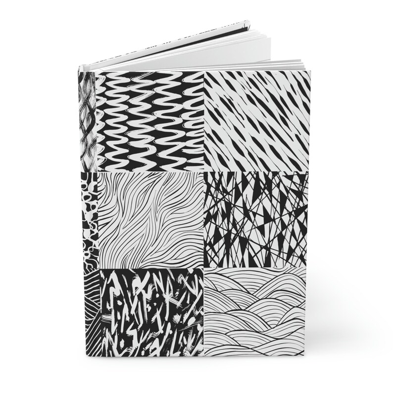 Abstract Black and White Pattern Hardcover Journal Matte, Back to ...