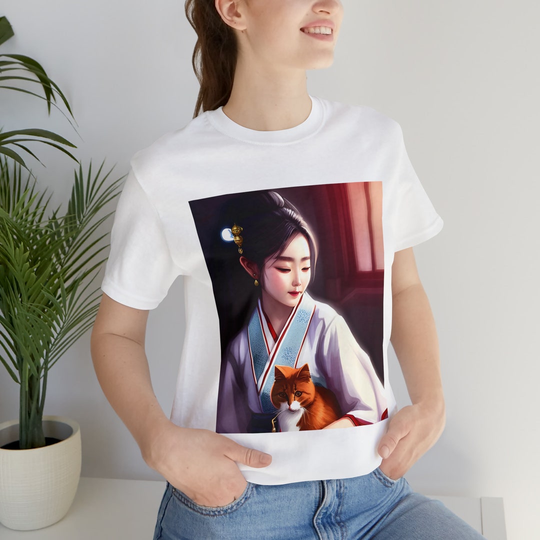 Geisha and Ginger Cat T-shirt, Maiko Cat Shirt, Feudal Japan Aesthetic ...