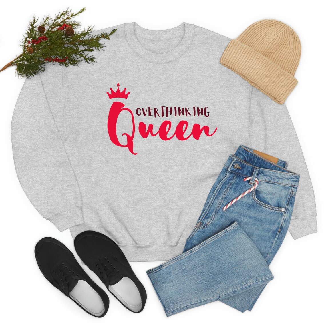 Overthinking Queen Sweashirt, Trendy Sweashirt, Drama Queen Sweater ...