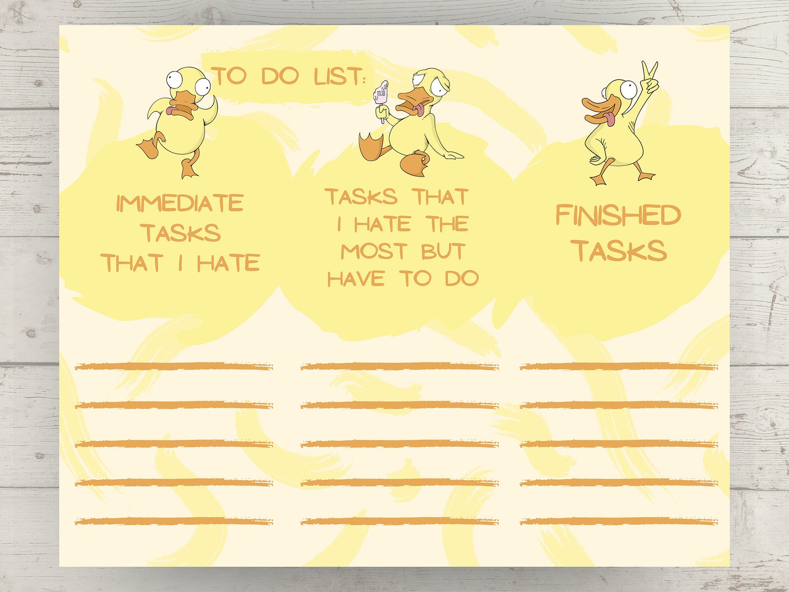 Funny Duck to Do List, Printable, Digital Product, Humorous Stationery ...