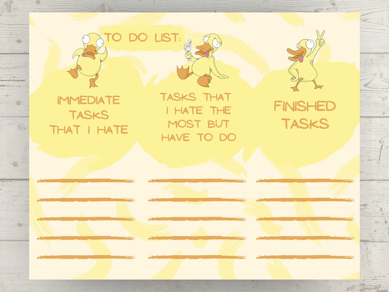 Funny Duck to Do List Printable Digital Product Humorous - Etsy Israel