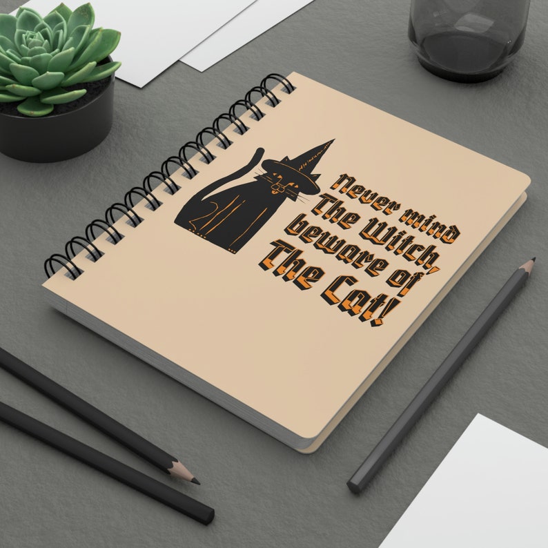 Cat Familiar Spiral Bound Journal, Witchy Cat Notebook, Witchcraft ...