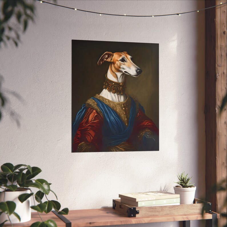 Royal Greyhound Portrait Poster, Renaissance Greyhound Wall Art ...