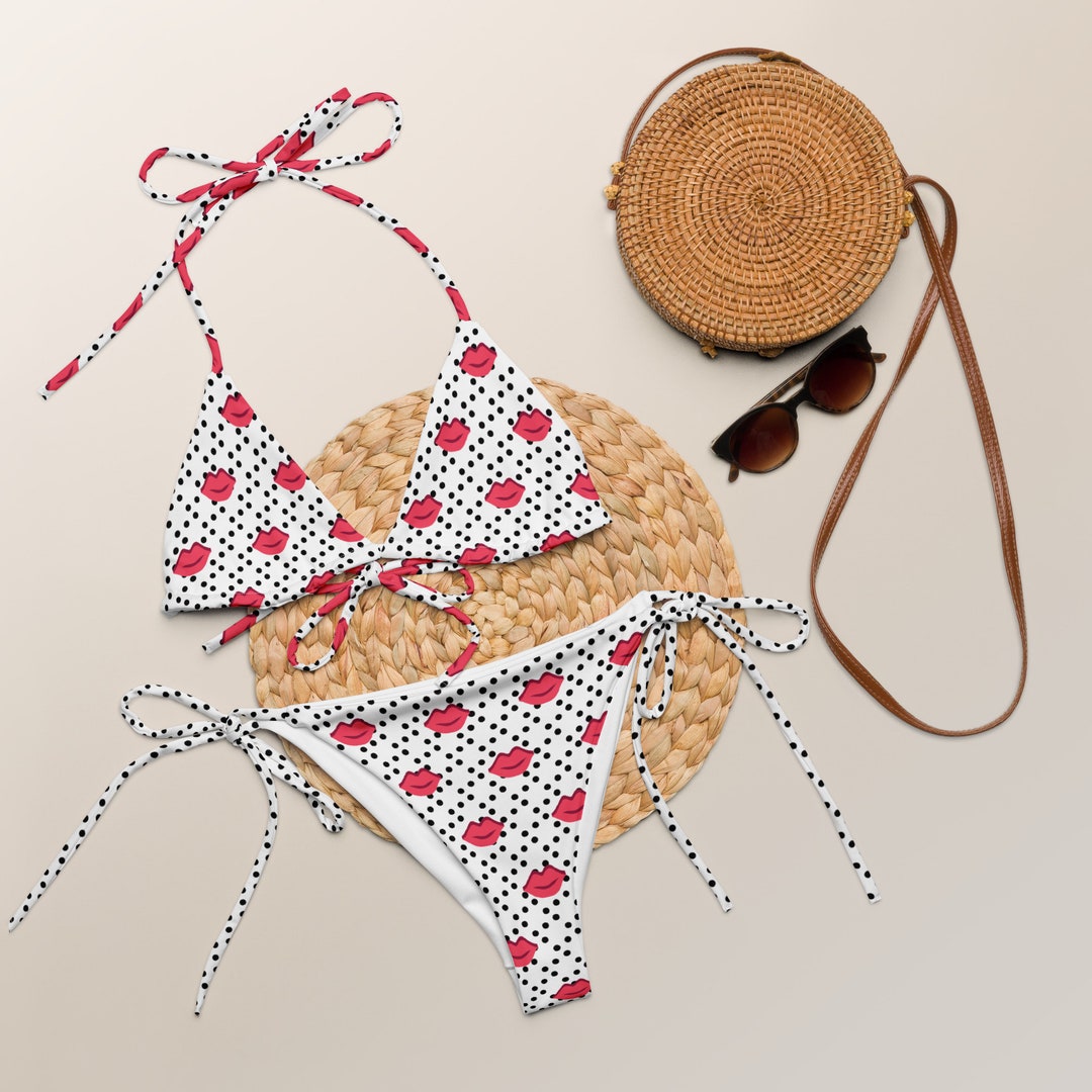 Coquette Recycled String Bikini, Pop Art Bikini, Vintage Swimwear ...