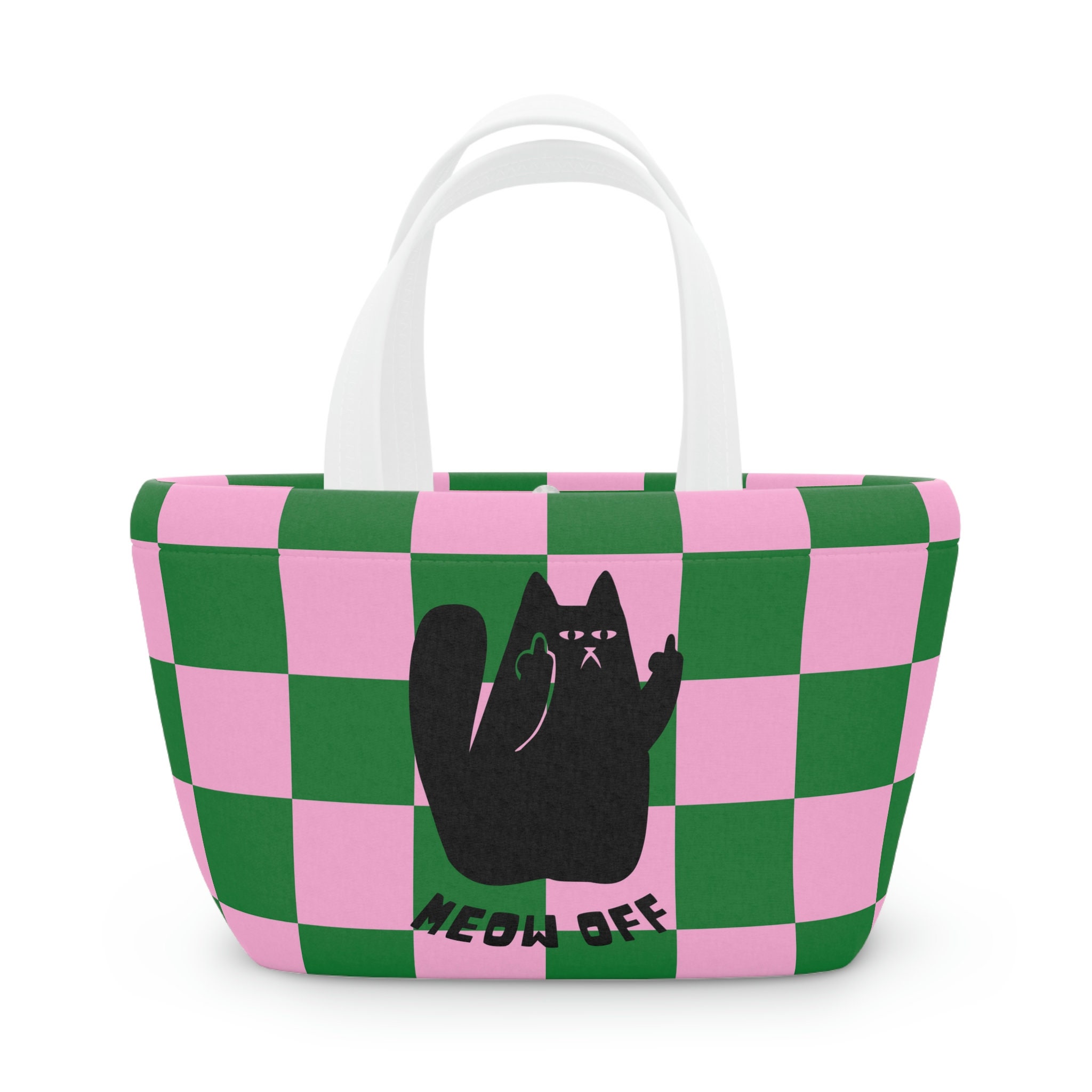 Black Cat Pointing Middle Finger Lunch Bag, Back to School, Cat Lover ...
