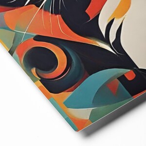 Abstract Cat Metal Print, Colorful Cat Wall Decor, Geometric Cat Poster ...