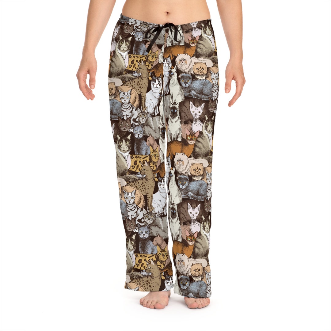 Cat Pattern Women's Pajama Pants, Cat Breeds Women's Pajama Pants, Cat ...