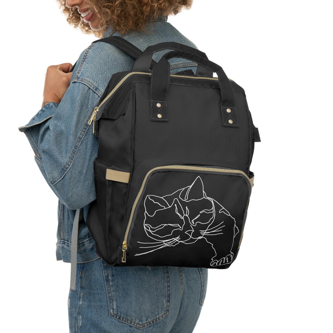 Minimalist Cat Large Capacity Student School Backpacks, Line Art Cat ...