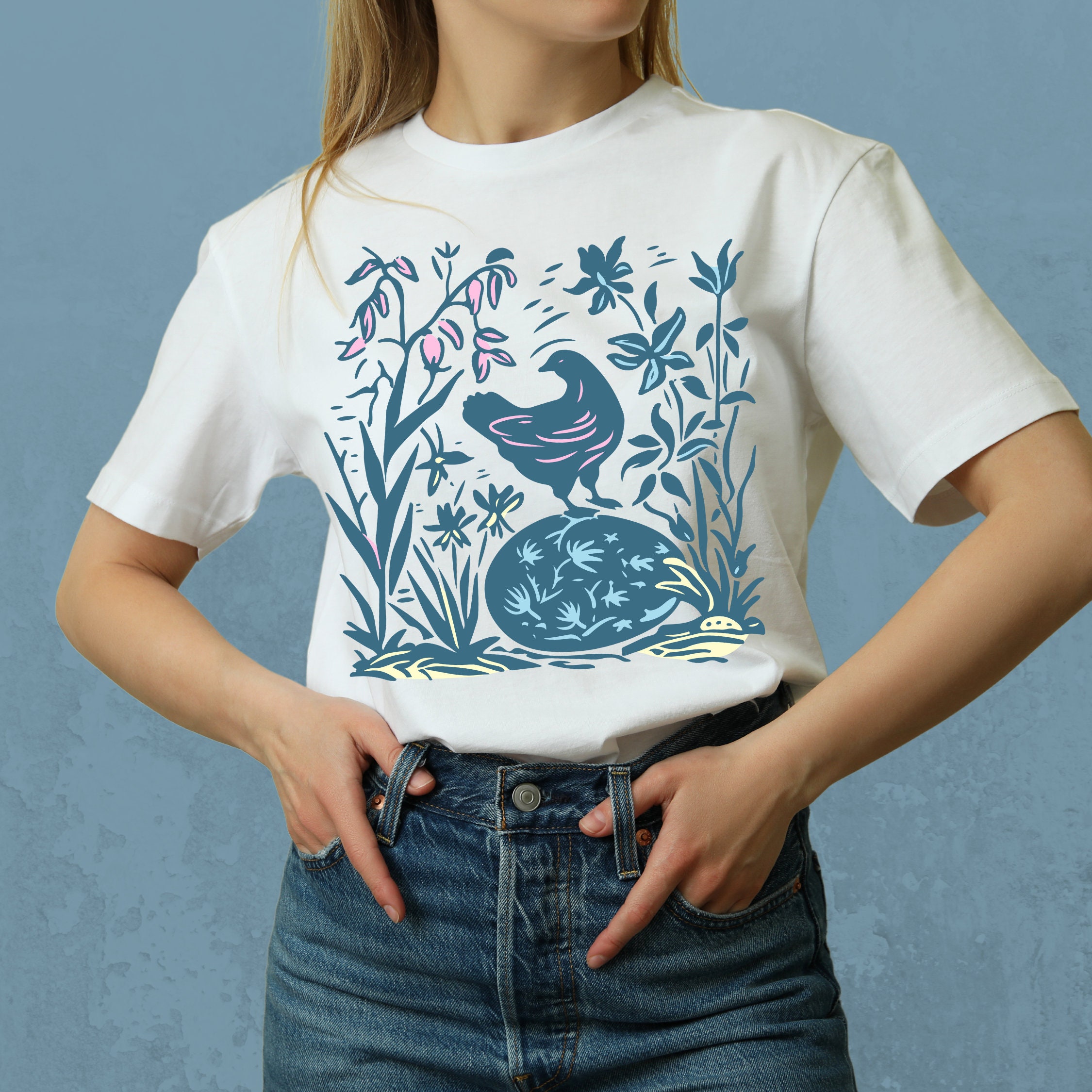 Cottagecore Shirt, Botanical Shirt, Chicken Shirt, Floral Tee Shirt ...