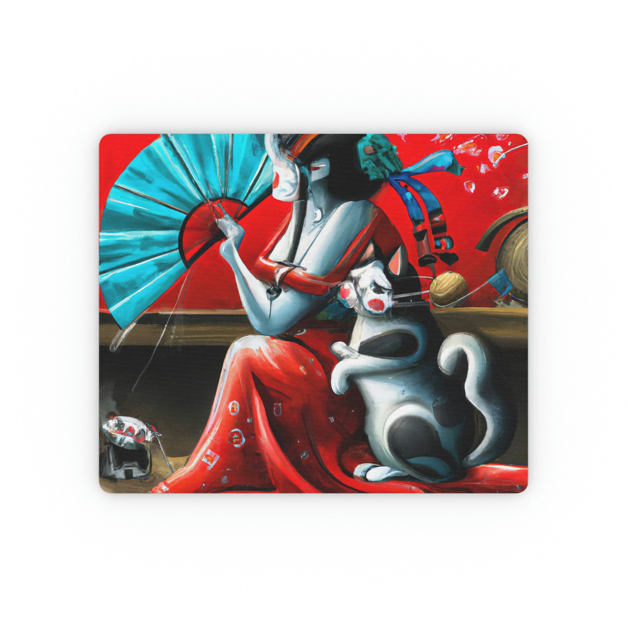Geisha and Cat Rectangular Mouse Pad Chinese Women Mouse Pad - Etsy
