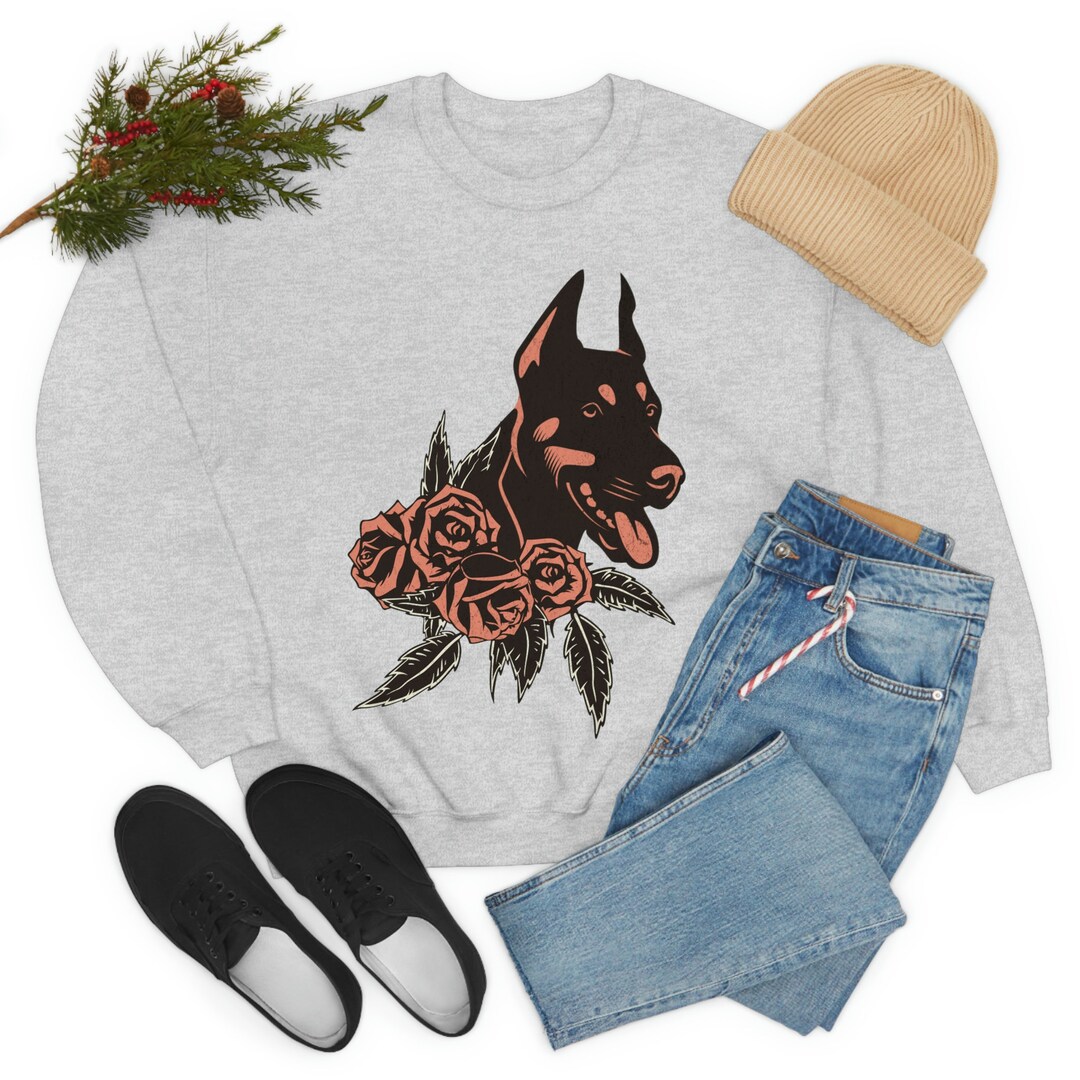 Doberman Roses Crewneck Sweatshirt, Doberman Lover Sweatshirt ...