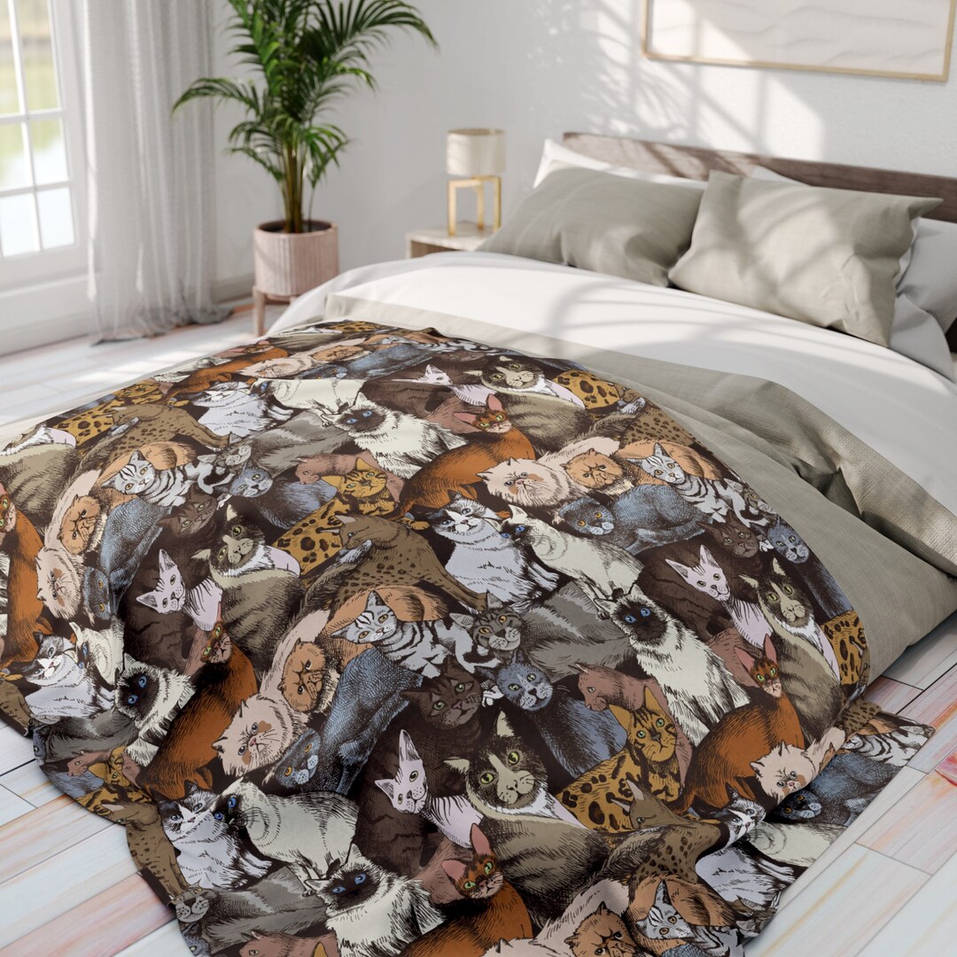 Cat Pattern Arctic Fleece Blanket, Cat Pattern Throw Blanket, Cat Gifts ...