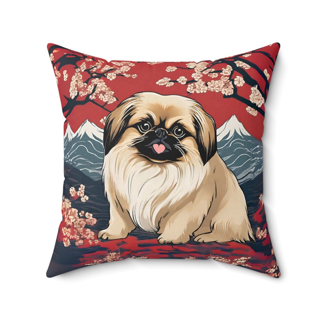 Pekingese Japanese Art Pillow, Pekingese Cushion, Pekingese Ukiyo-e ...