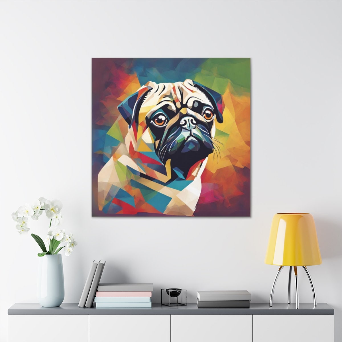 Abstract Pug Art Canvas Gallery Wraps, Colorful Mops Art Wall Art, Pug ...