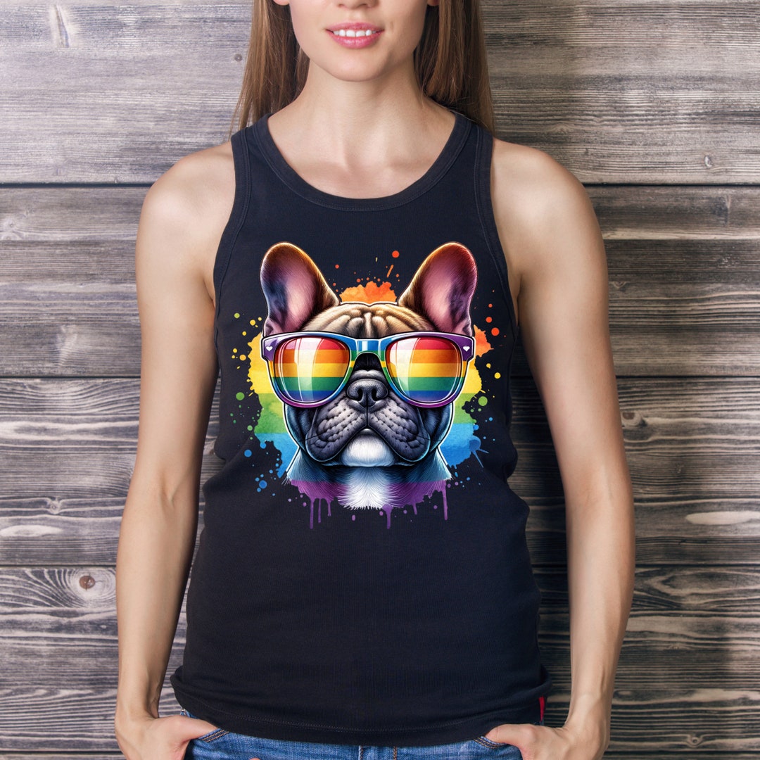 Lgbtqia French Bulldog Racerback Tank, LGBTQ French Bulldog Tank Top ...
