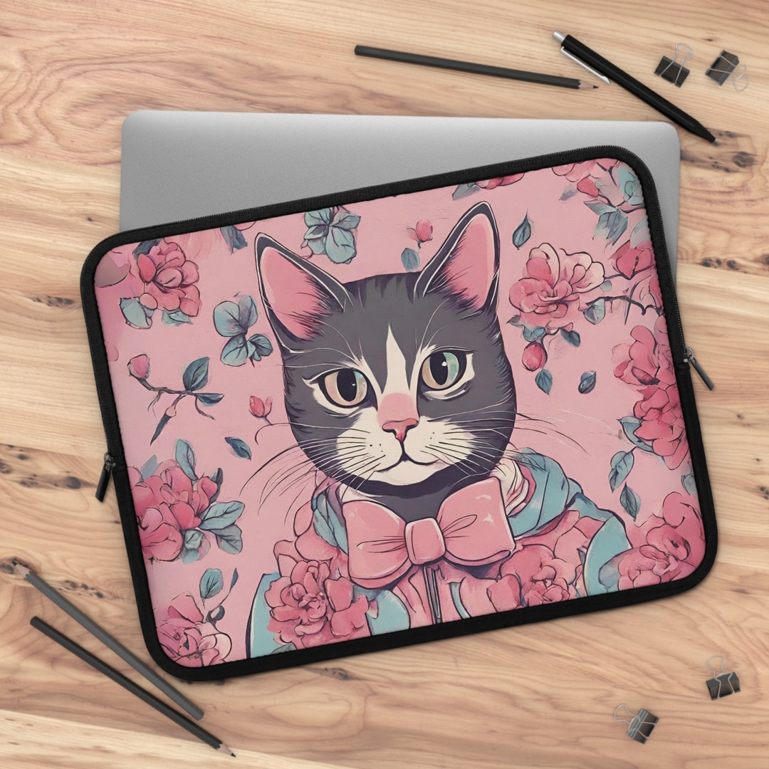 Vintage Cat Laptop Sleeve, Cute Laptop Case, Floral Laptop Case ...