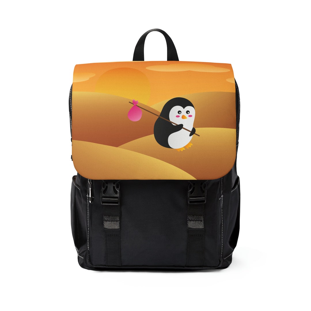 Penguin in the Desert Unisex Casual Shoulder Backpack, Cute Penguin ...