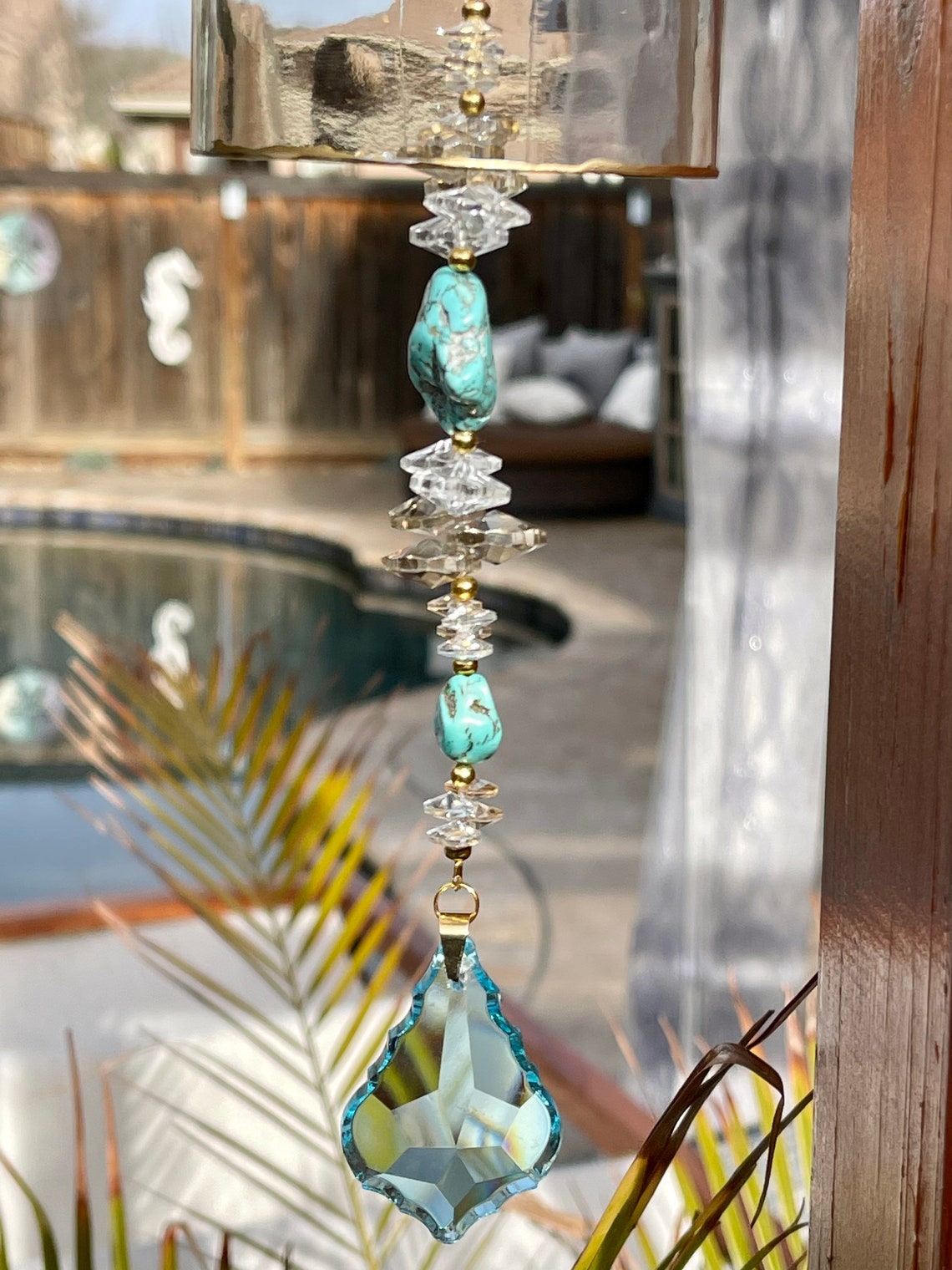 Light Turquoise Crystal Wine Bottle Wind Chime - Etsy