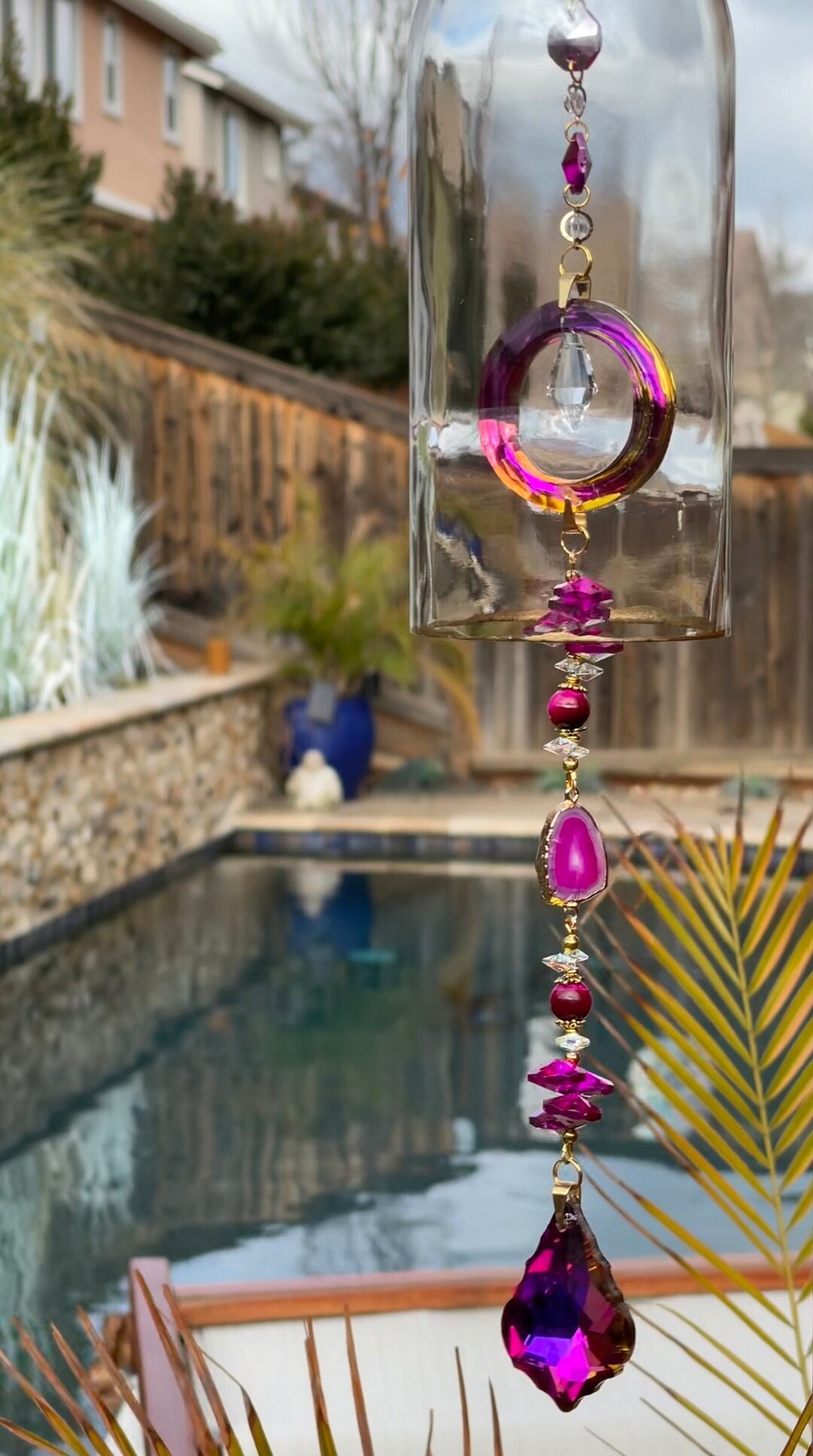 Pink Crystal Wine Bottle Wind Chime - Etsy