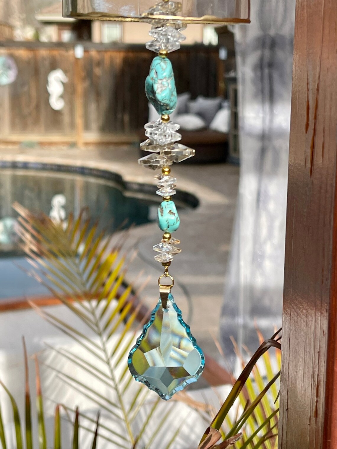 Light Turquoise Crystal Wine Bottle Wind Chime - Etsy