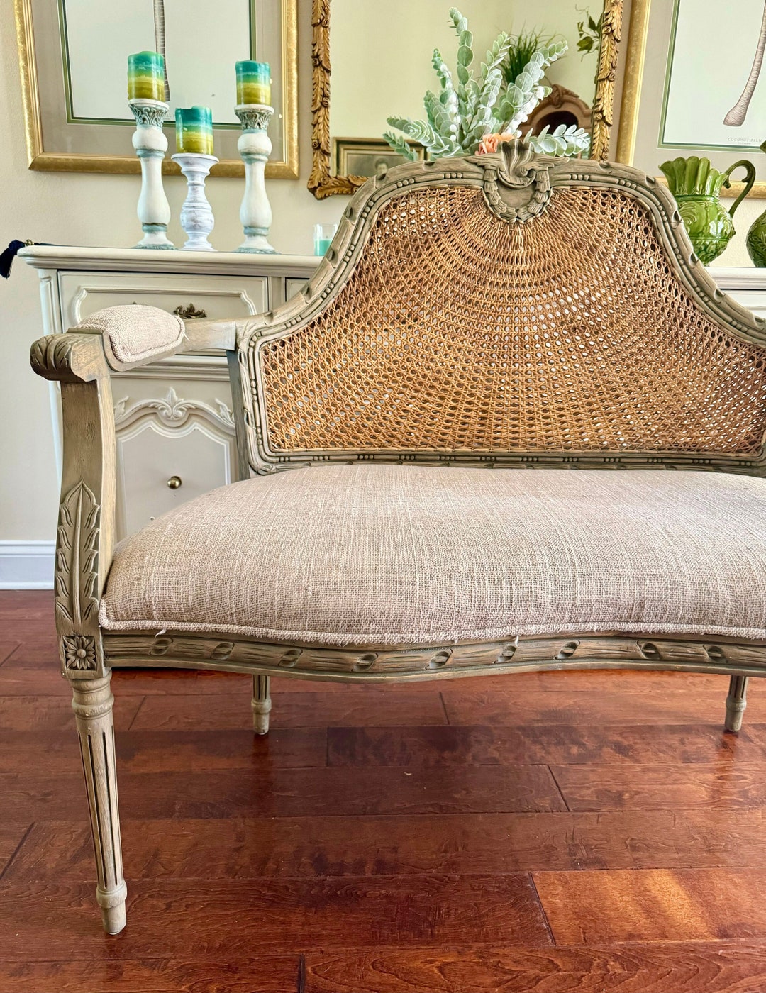 French Cane Back Settee - Etsy