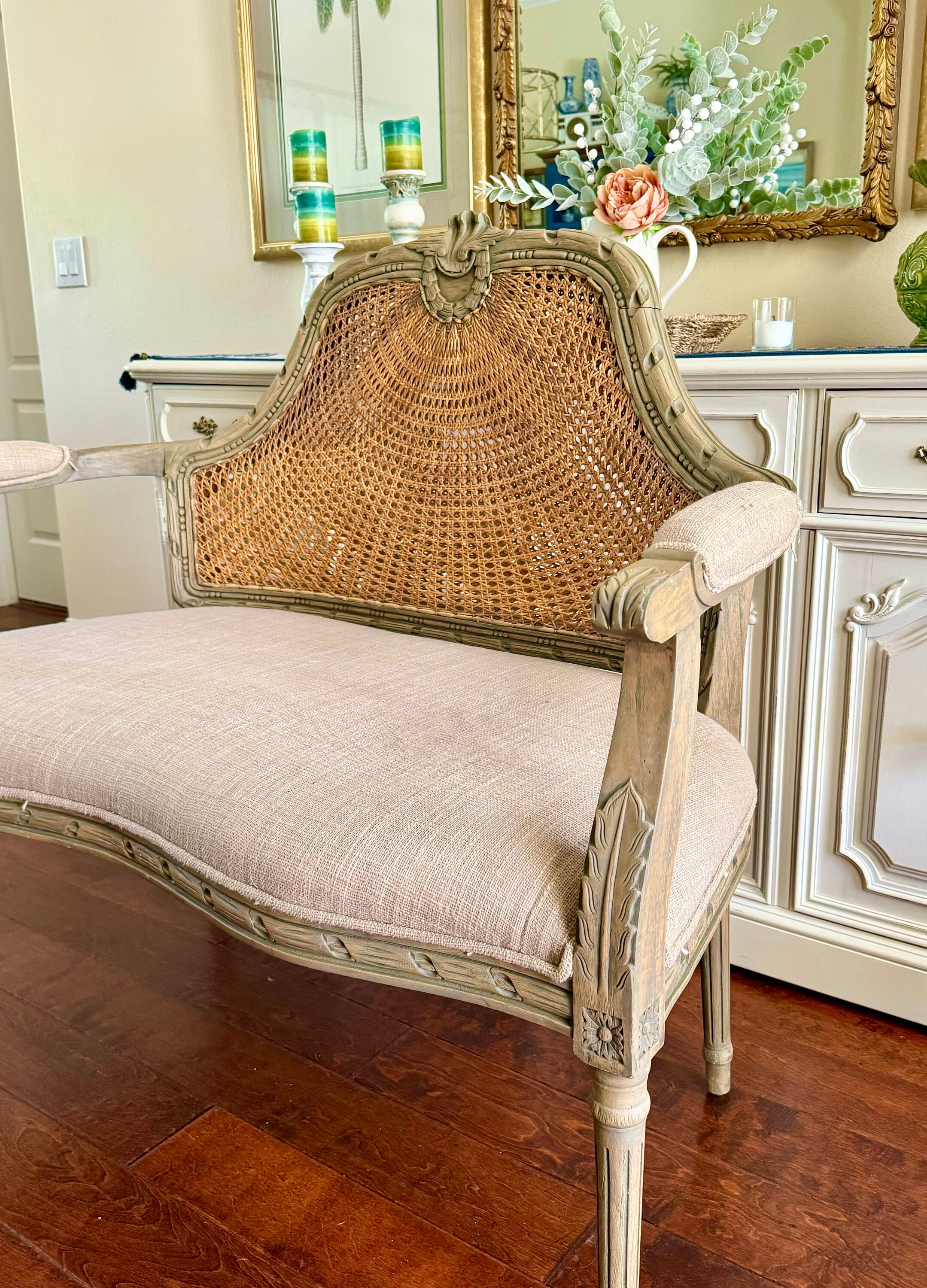 French Cane Back Settee - Etsy