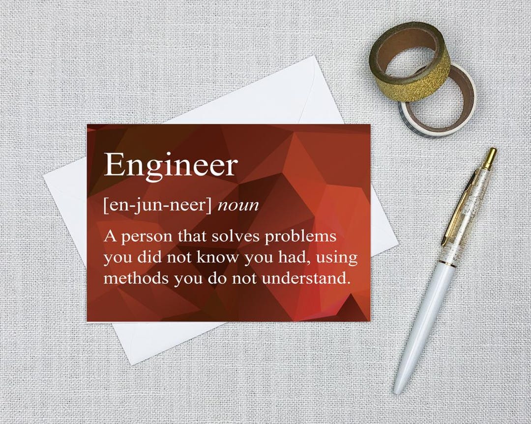 Engineer Snarky Definition - Greeting Card - Etsy