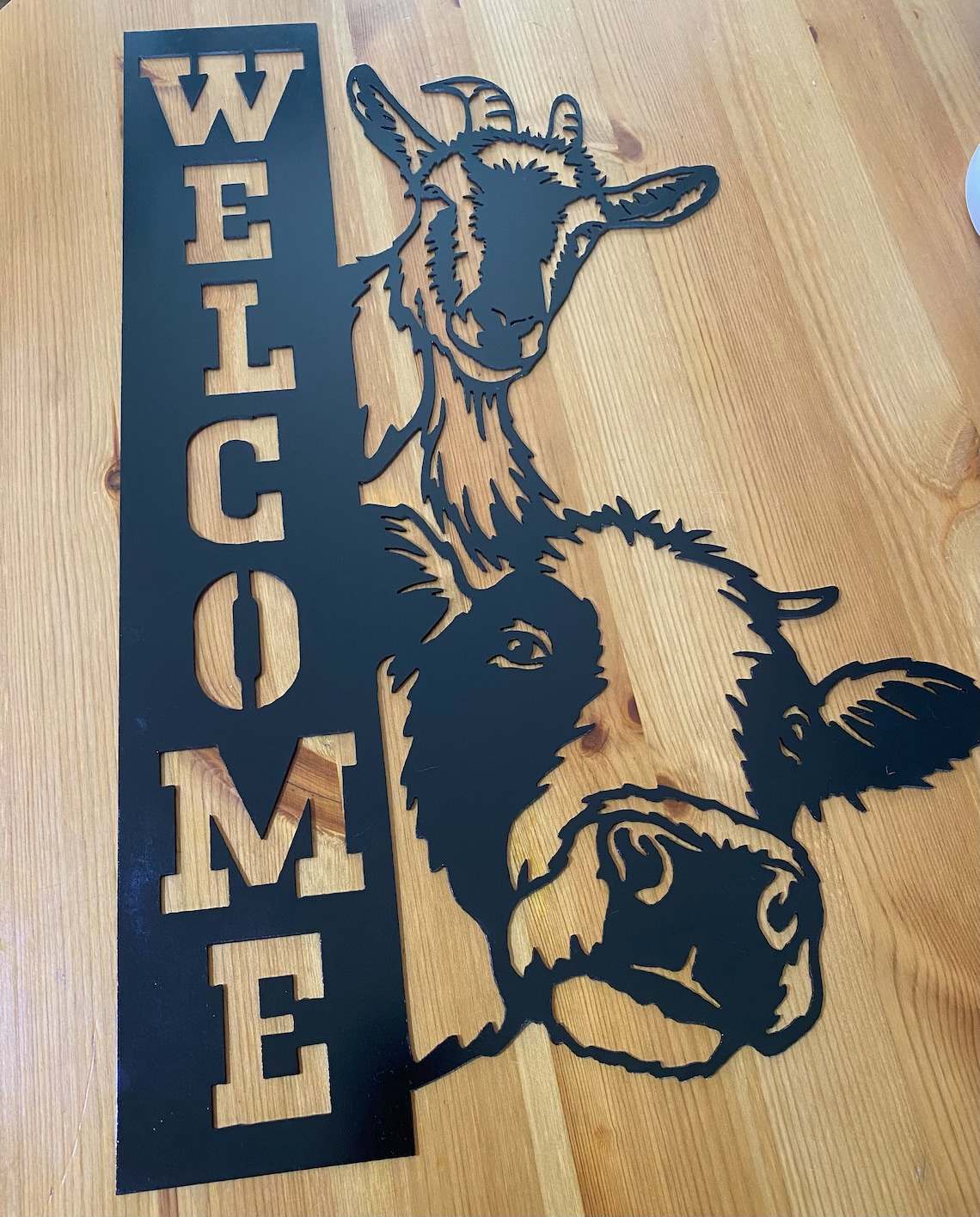 Welcome Goat and Cow Sign - Etsy