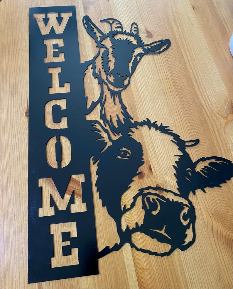 Welcome Goat and Cow Sign - Etsy