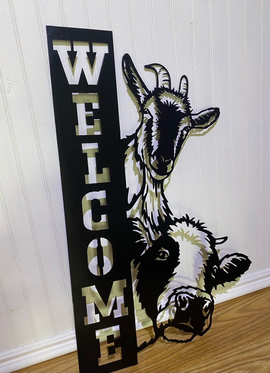 Welcome Goat and Cow Sign - Etsy